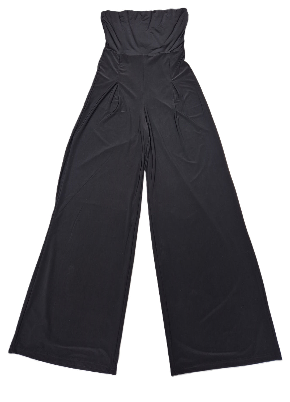 Women's Black Woven Bandeau neckline Wide Leg All in one Jumpsuit ...